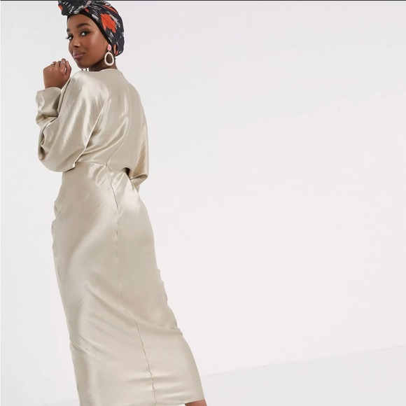 ASOS | Dresses | Asos Design Satin Batwing Bias Cut Maxi Dress In ...